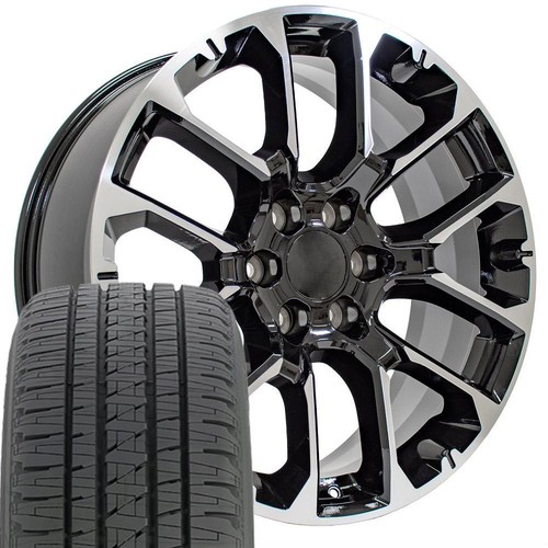 Machined RPO SRV 22 inch Rims & Bridgestone Tires Set Fit Cadillac GMC ...