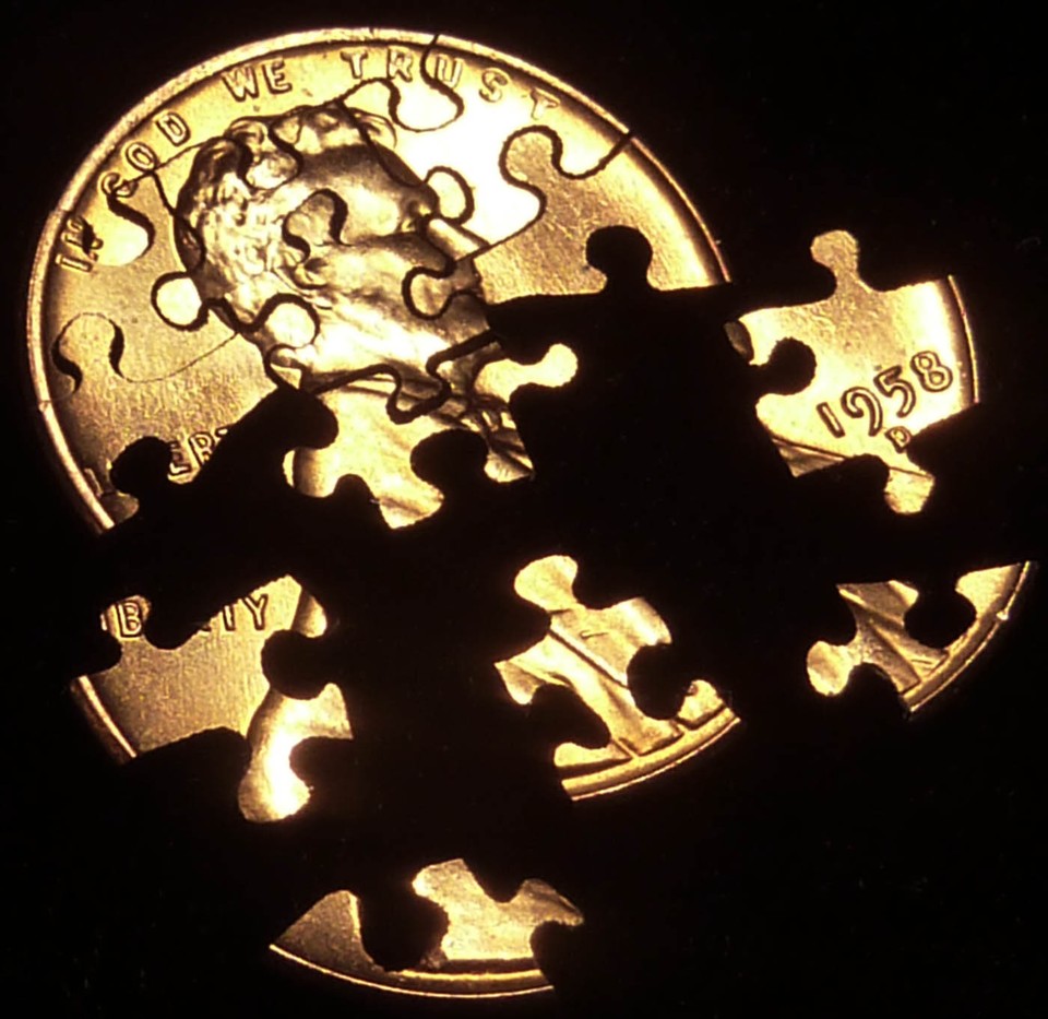 WORLD'S FINEST Jigsaw Puzzle Coins - US Dollar Half Quarter Dime Nickel ...