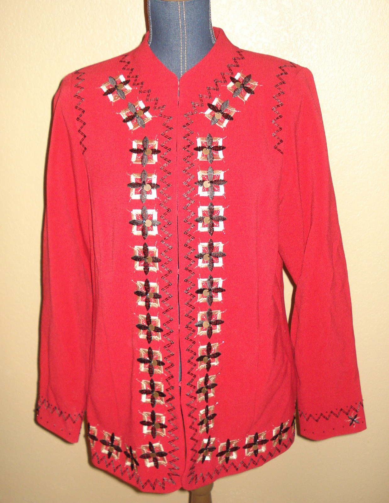 Simonton Says George Simonton Red Embroidered Embellished Coat Jacket ...