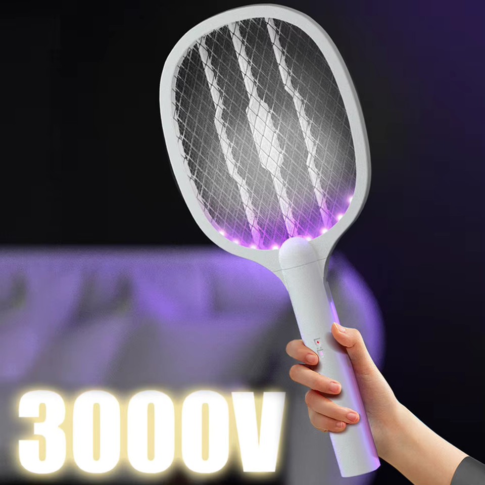 2 in 1 Bug Zapper Racket Safe Fly Zapper Rechargeable Fly Killer and ...