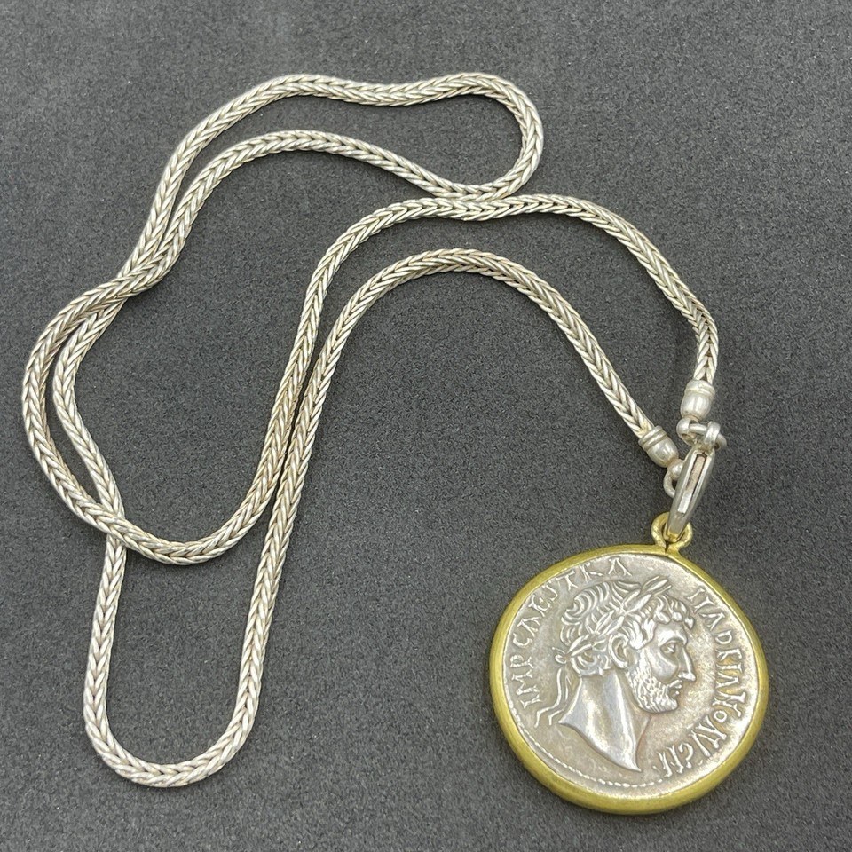 Ancient Indo Greek Bronze Coated Coin With Gold Gilded Bezel Pendant ...