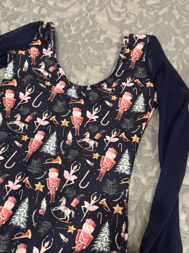 Chameleon Navy LS holiday nutcracker Print ballet dance Leotard S new ...