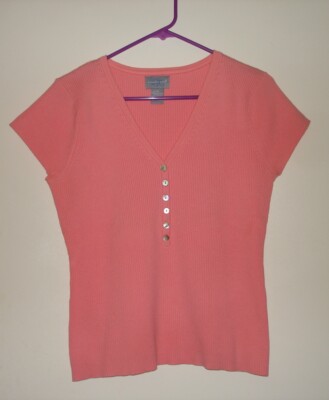 Carroll Reed Ladies Dark Pink Short Sleeve Button Front TOP Size M | eBay