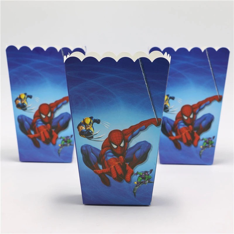 12 Pcs Set, Spiderman Pop Corn Candy Boxes Kids Birthday Party Supply ...