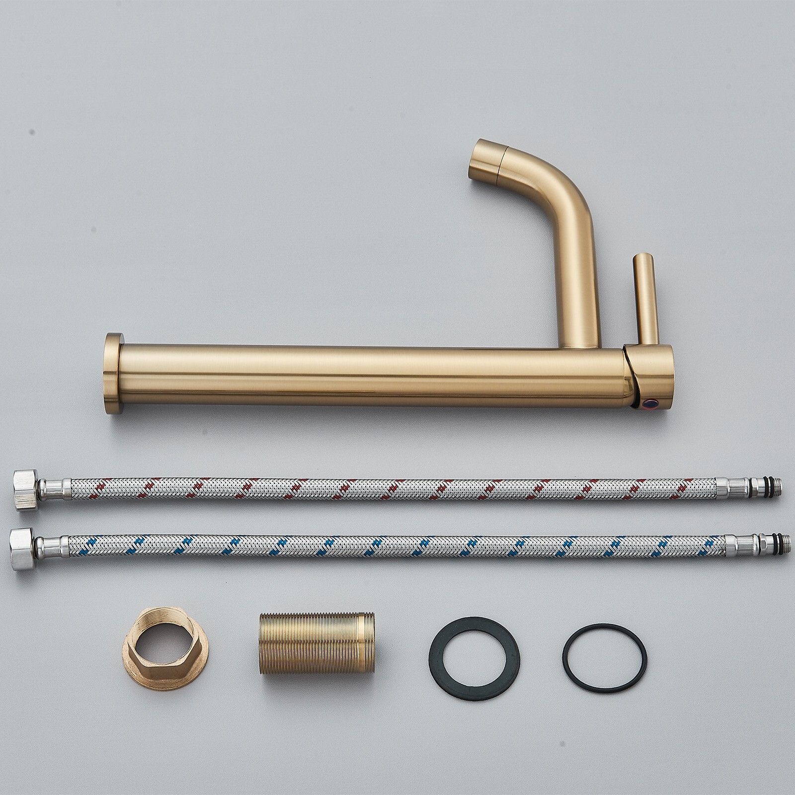 Brushed Gold Bathroom Sink Taps Tall Basin Vanity Mixer Tap Single ...