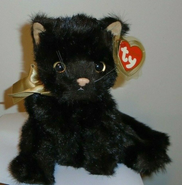 Ty Classic Purrecious 2002 Plush Black Kitty Cat 12" Dark Brown Green ...
