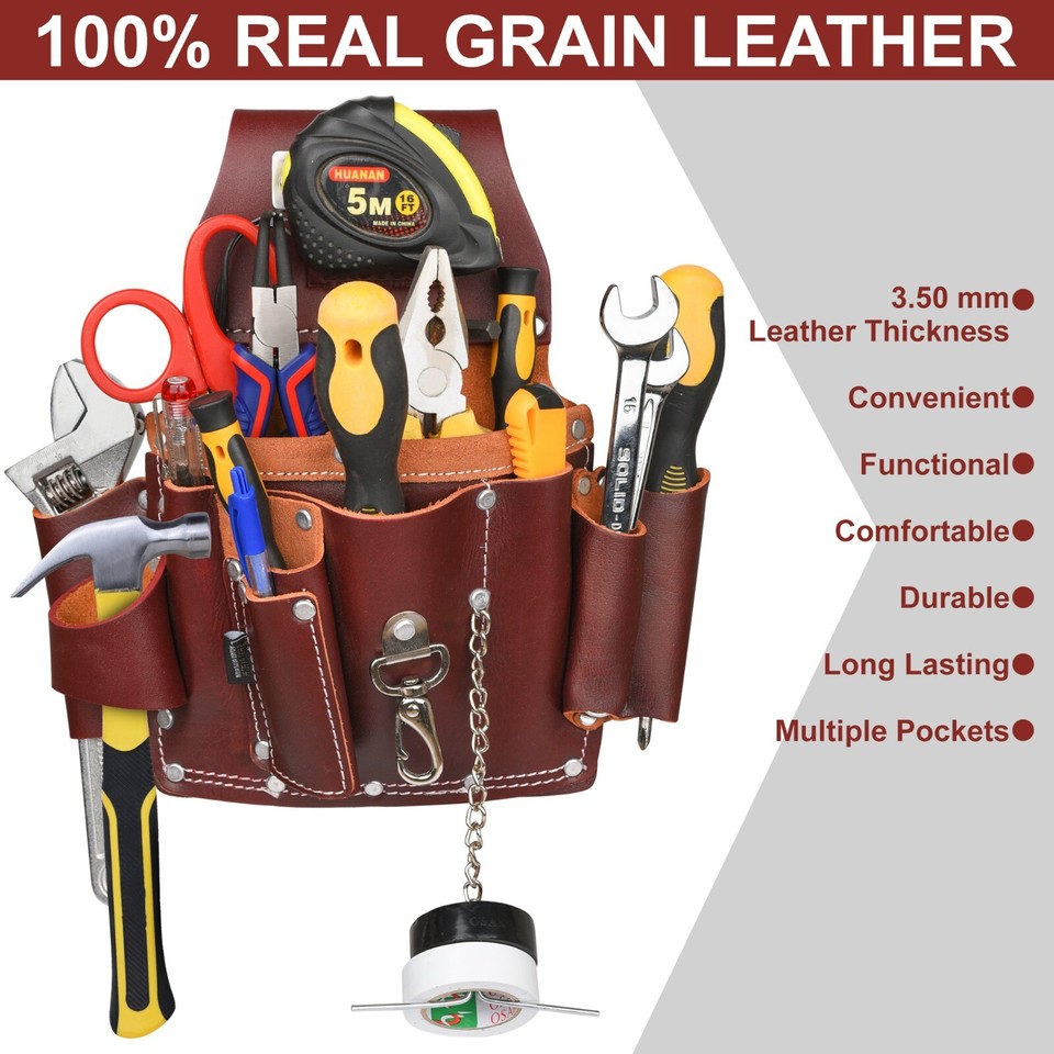 Maroon Leather Electrician Tool Pouch | Electric Tool Belt | Electric ...