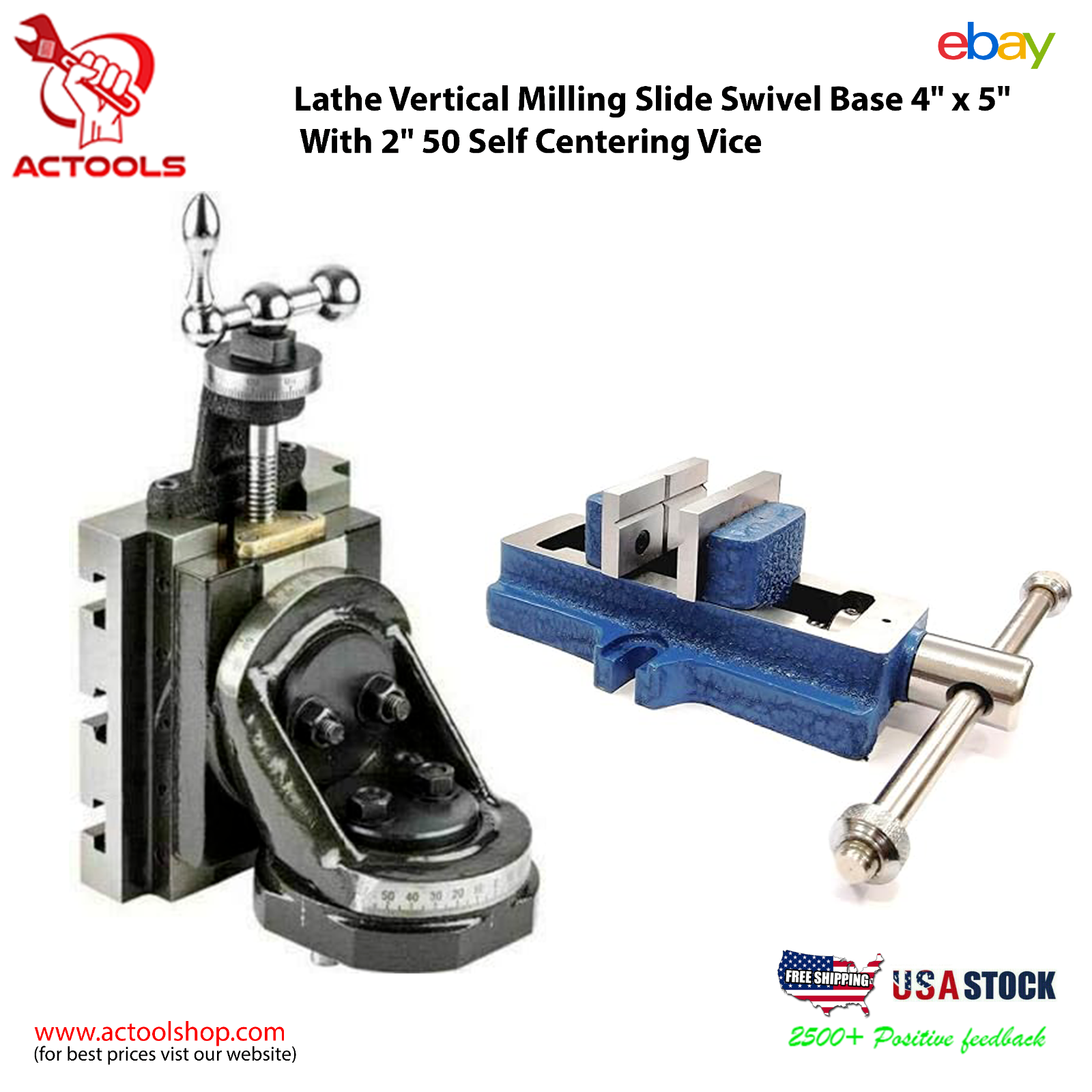 Lathe Vertical Milling Slide Swivel Base 4" x 5" With Self Centering ...