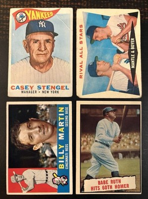 Vintage baseball card Lot 1960 Mickey mantle Casey Stengel 1961 Babe ...