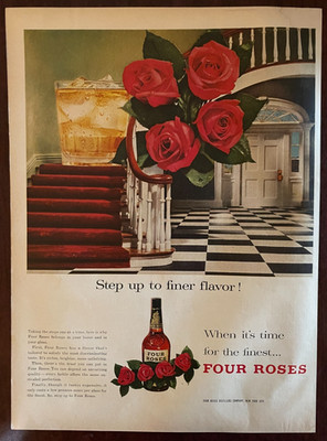 1956 FOUR ROSES Whiskey Vintage Print Ad | eBay
