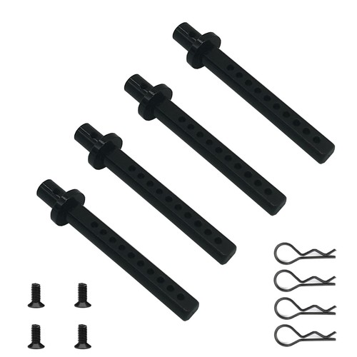 4 PCS Black Aluminum RC Car Body Post Mounts with Clips for AXIAL SCX10 ...