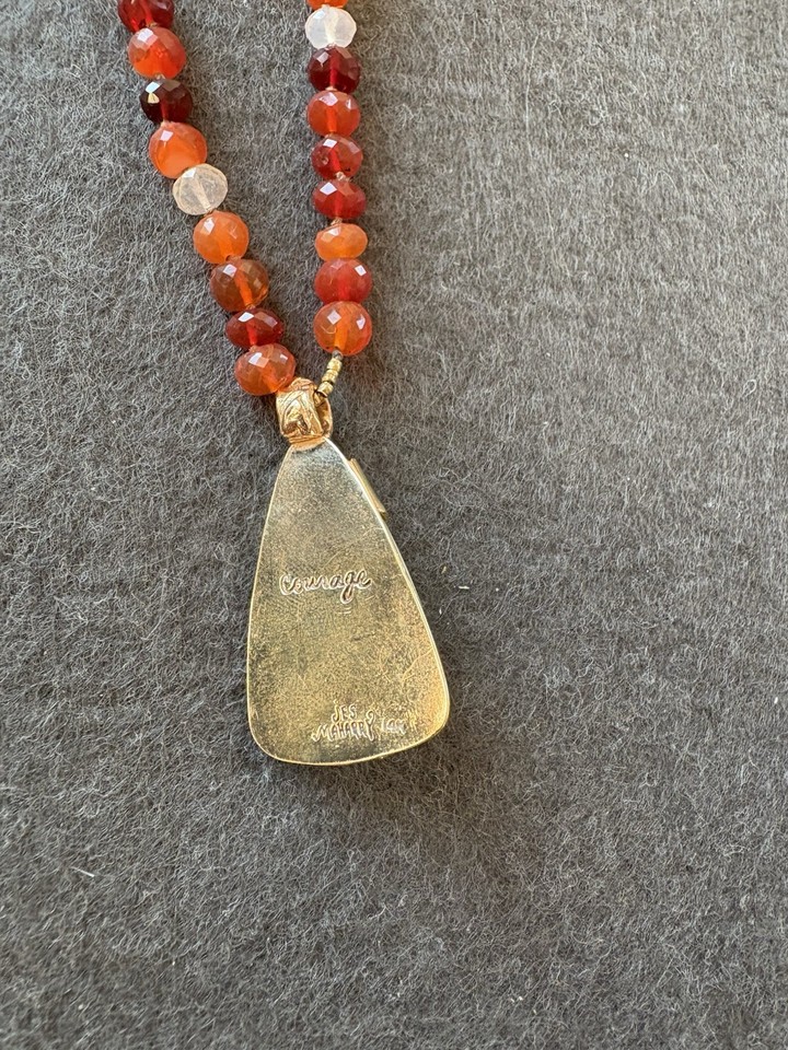 Jes Maharry 14k Gold Necklace With Antique Gemstone Beads And Large ...