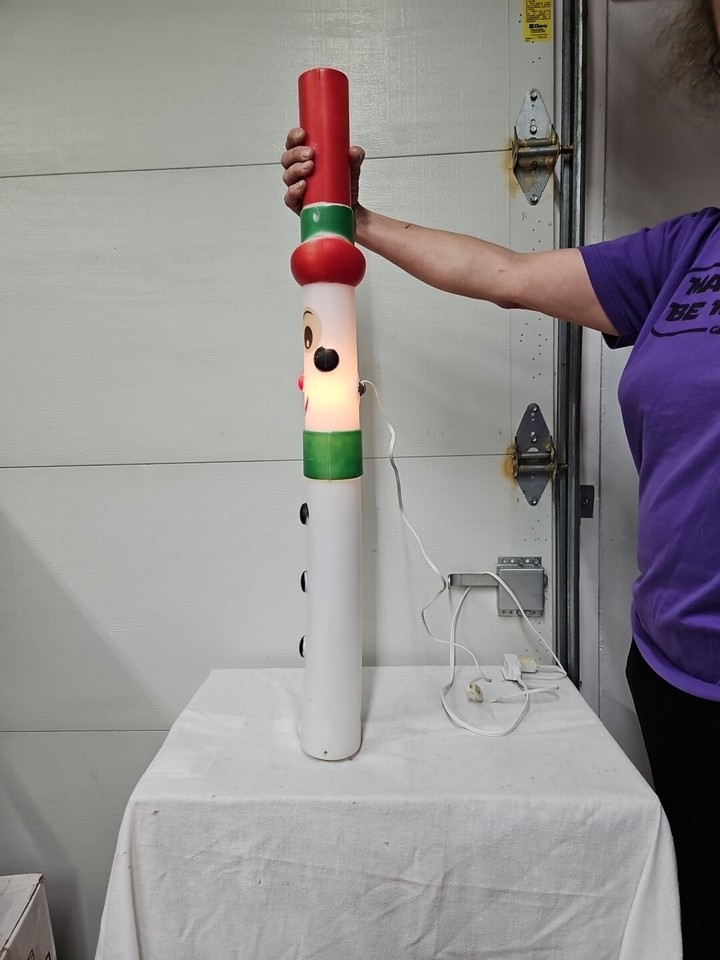 Rare 1971 Empire Blow Mold Snowman Candlestick Pencil Day-Glo ...