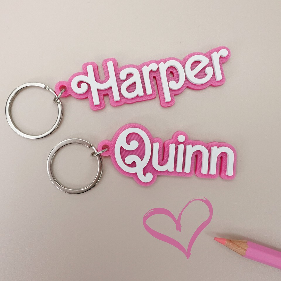 Personalised name bag tag - Barbie style custom name keyring | eBay