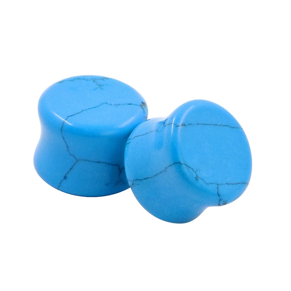 PAIR Organic Natural Stone Ear Gauges Ear Plugs Double Flared Piercing ...