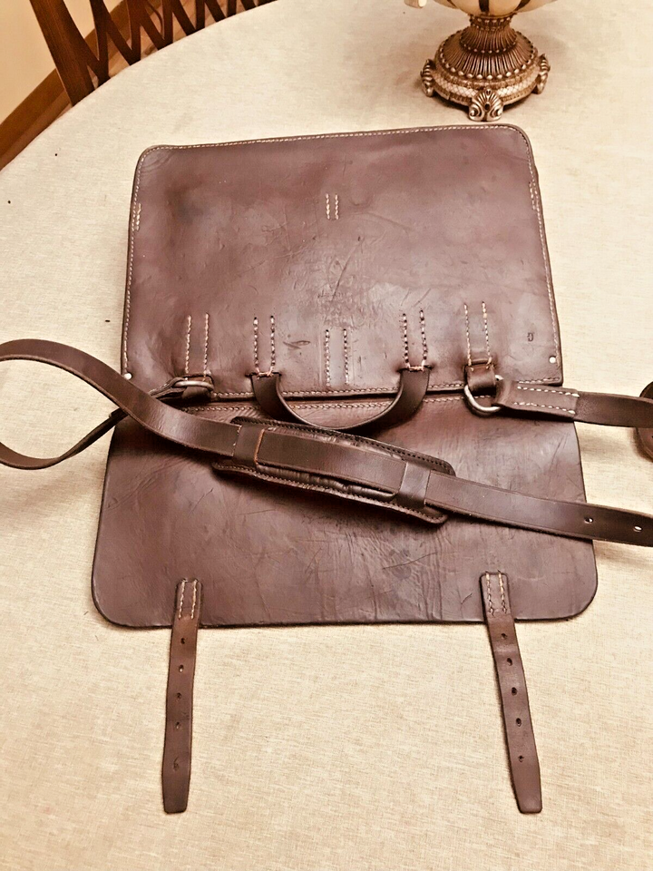 WWII Original SWISS MILITARY Leather Briefcase / Messenger Bag / Mail ...