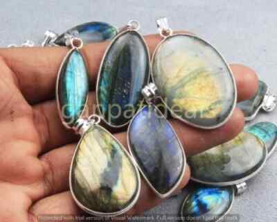 Labradorite Gemstone Pendant 925 Silver Plated Wholesale 5pcs Jewelry ...