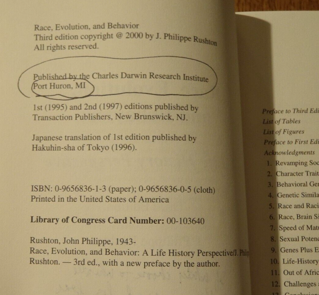 Race, Evolution and Behavior : A Life History Perspective by J. P ...