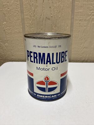Vintage American Oil Co PERMALUBE Motor Oil One Quart Oil Can - Full ...