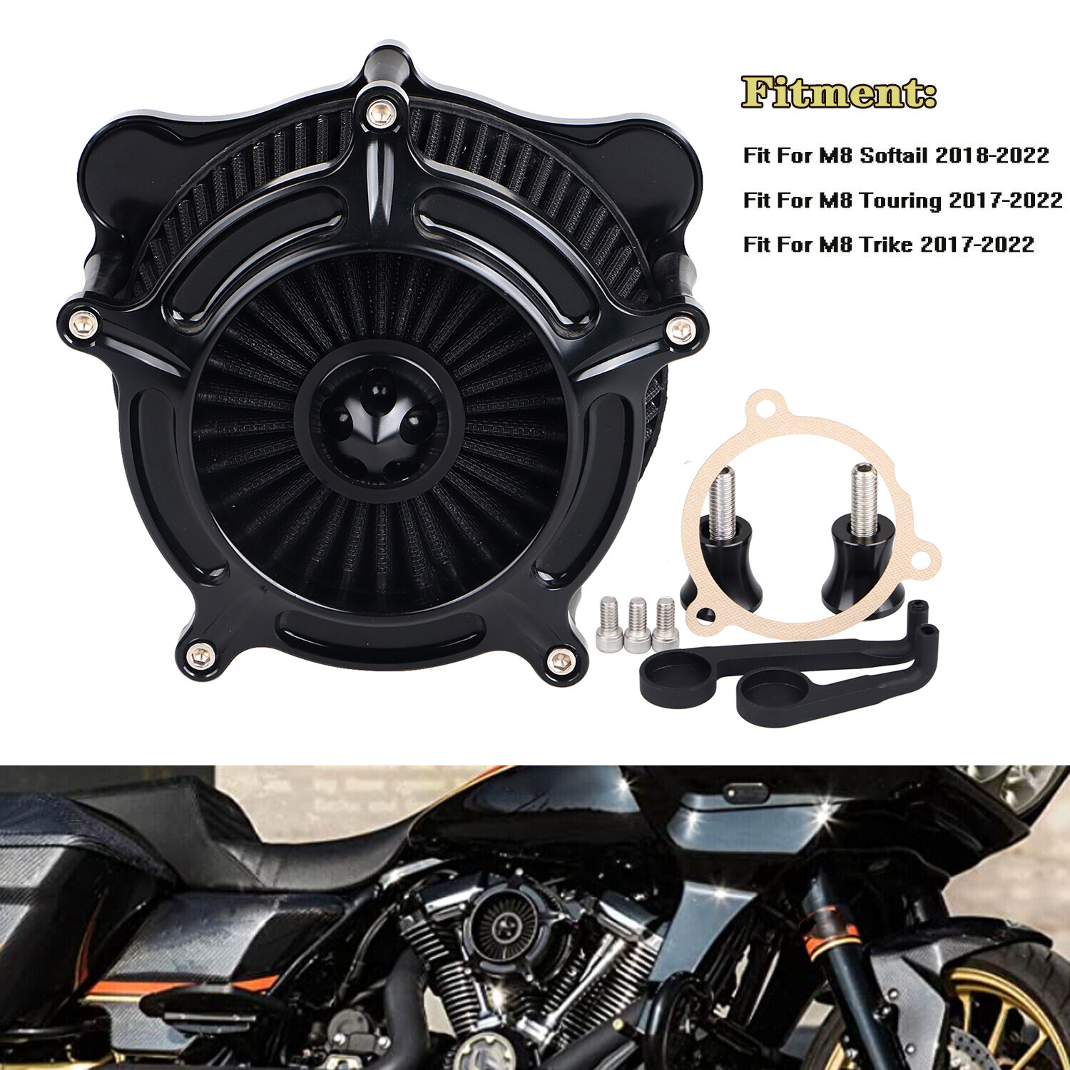 Spike Air Cleaner Black Intake Filter Kit For Harley Street Glide ...