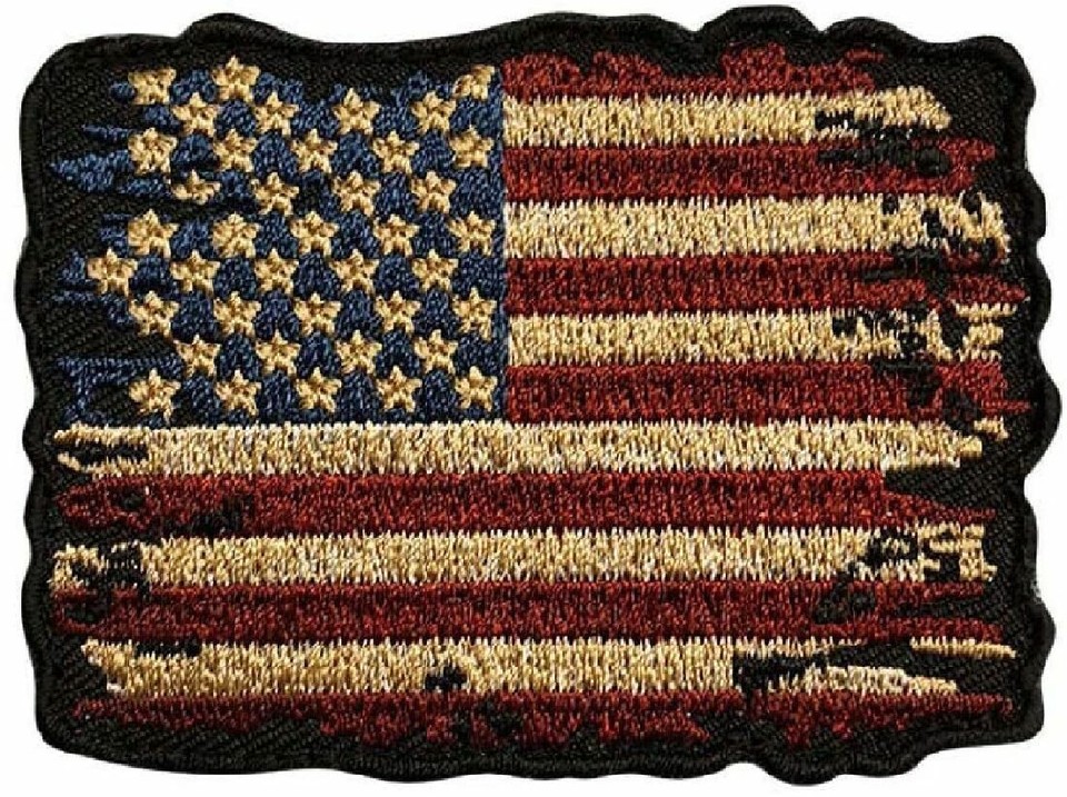 DISTRESSED AMERICAN USA FLAG VINTAGE LOOK EMBROIDERED PATCH | 2PC IRON ...