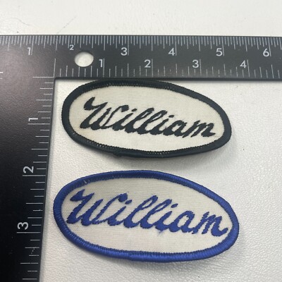 Oval Uniform 2 PATCH LOT WILLIAM Name Kinda Fancy Cursive Color Letters ...