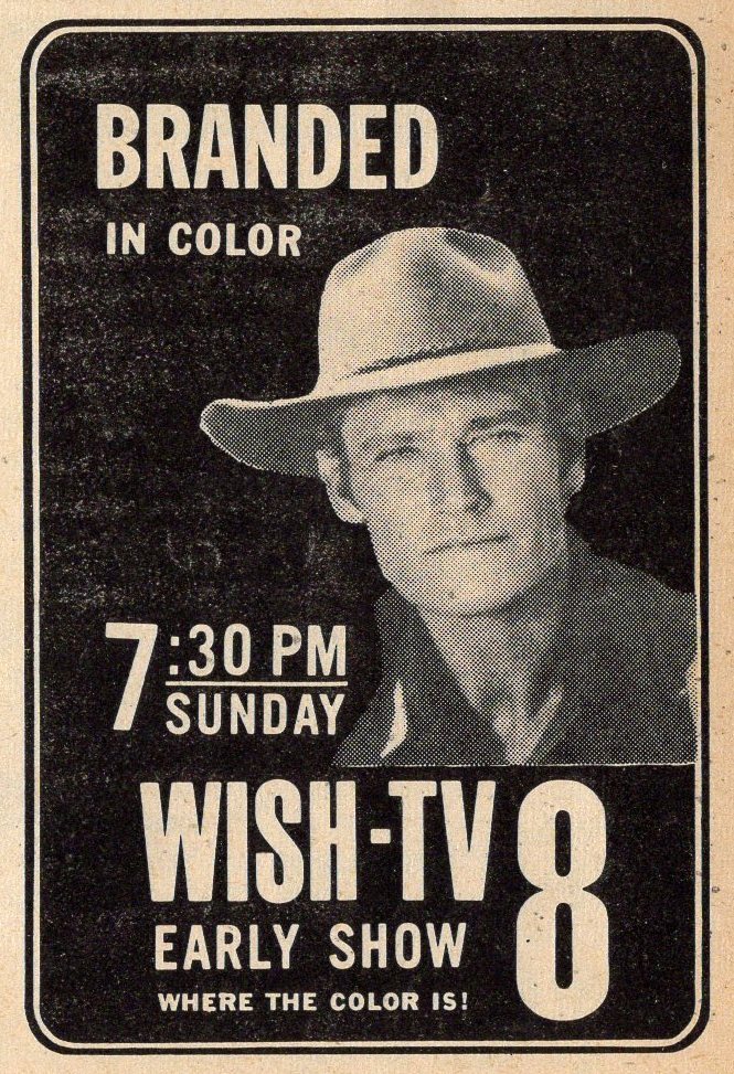 1967 WISH TV AD~BRANDED starring CHUCK CONNERS~INDIANAPOLIS,INDIANA ...