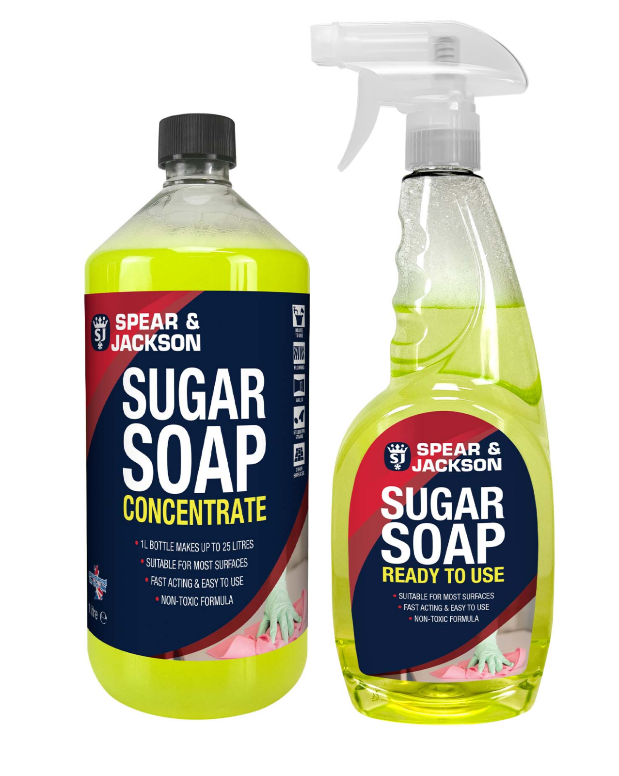 Sugar Soap Concentrate 1L + 750ml ready to use on stubborn stains Spear ...