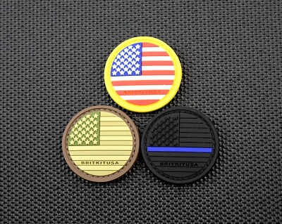 USA Flag PVC Button Morale Patch Set Patriot Multicam Thin Blue Line 2A ...