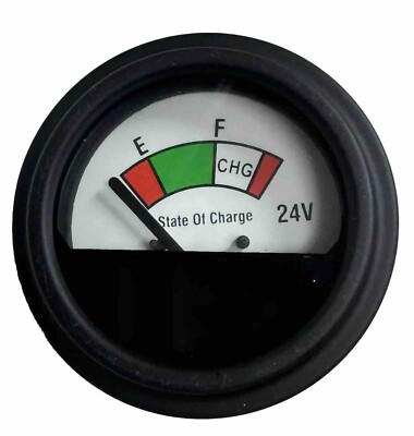 24V Golf Cart State of Charge Analog Battery Meter 2 1/8" Round 24 Volt ...