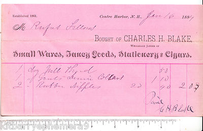 7323 Charles H Blake billhead cigars stationery Centre Harbor NH Rufus ...