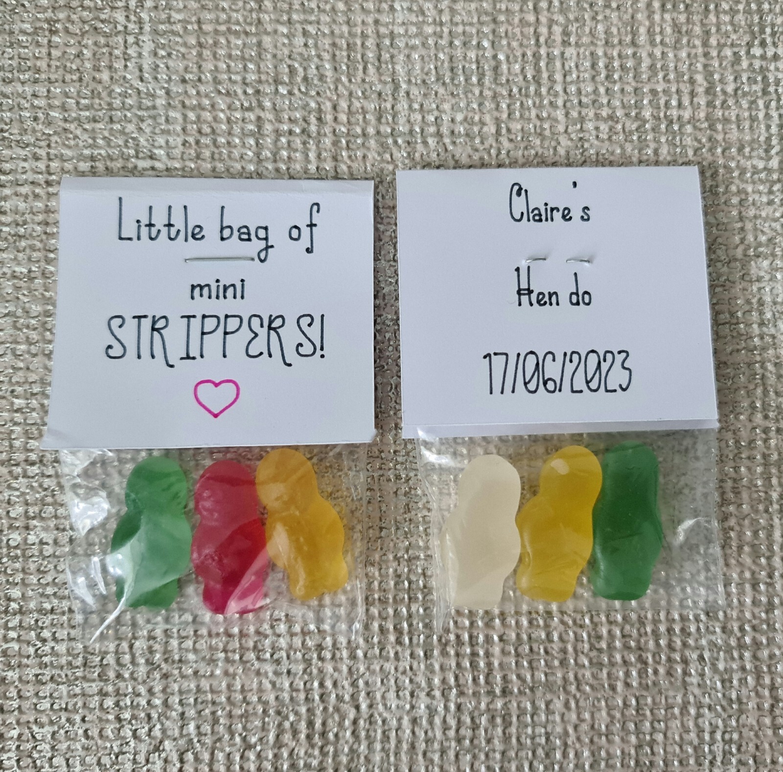 5x Mini Strippers Hen Do Favours Hen Party Sweets, Haribo Jellybaby ...