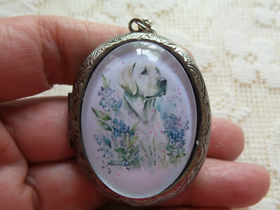 ANTIQUE SILVER COLOR FLORAL LABRADOR DOG LOCKET | eBay