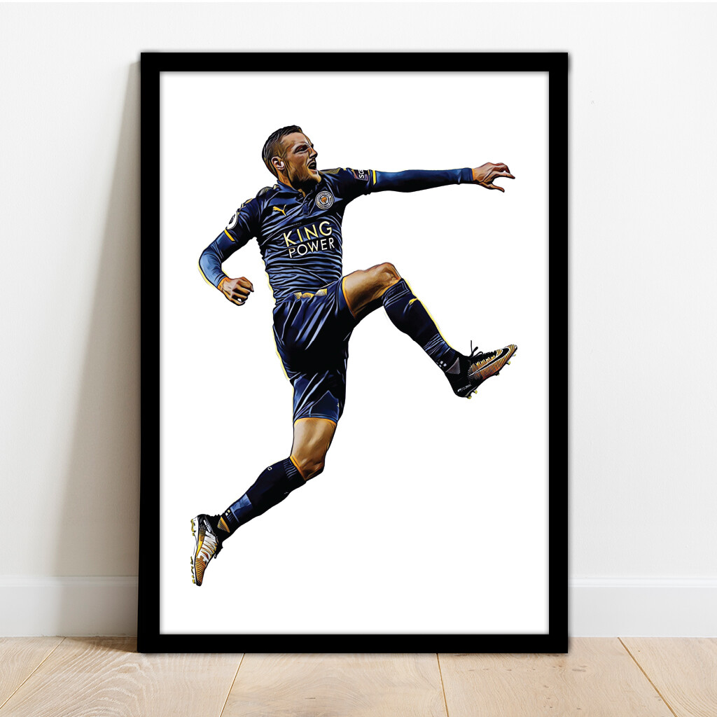 LEICESTER CITY - JAMIE VARDY FRAMED FOOTBALL PRINT POSTER - FOXES NEVER ...