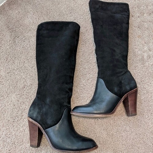 REVOLVE Splendid Sullie Black Suede & Leather Tall Boots Women's Size 7 ...