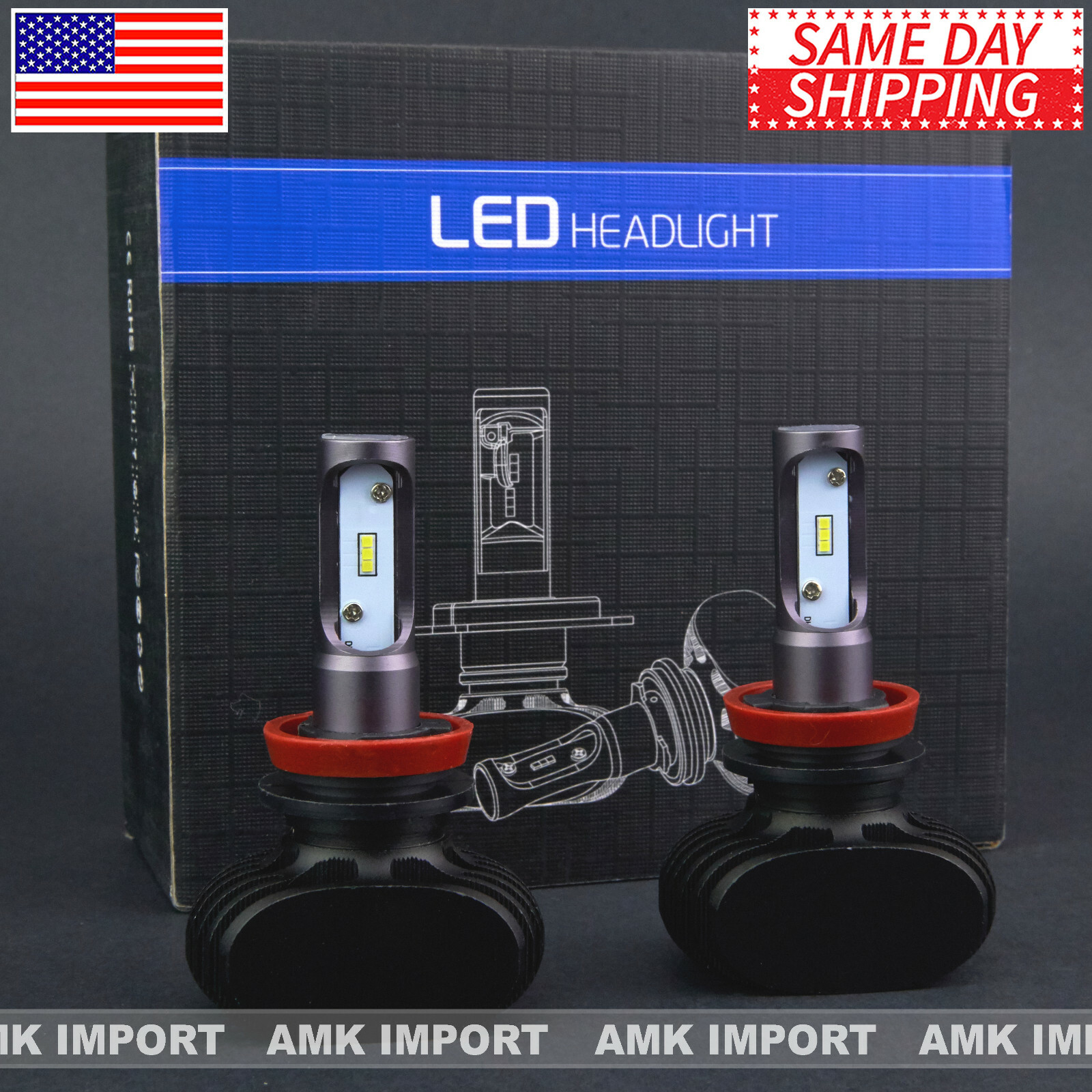H11 Cree LED Headlight Bulb Conversion Kit White 6500K Fanless Fog ...