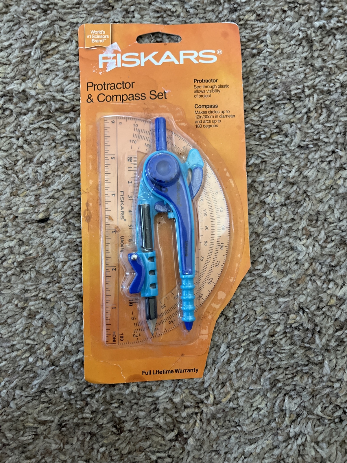 Fiskars Protractor Compass Set School Math Geometry Drawing Art 6"&12 ...