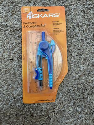 Fiskars Protractor Compass Set School Math Geometry Drawing Art 6"&12 ...