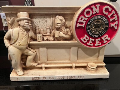 Iron City Beer Pittsburgh Brewing Chalkware Chalk Advertising Bar Sign ...