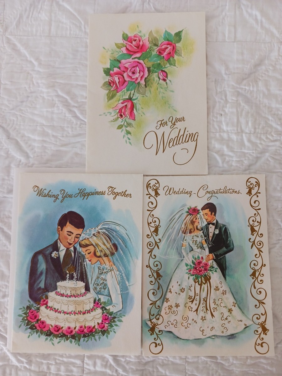 Vintage Invitation Cards Set Of 3 Vintage 1950's Wedding Cards Unused