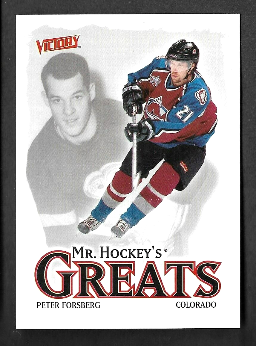 PETER FORSBERG 2001 VICTORY MR HOCKEY'S GREATS !!! CARD #394 COLORADO ...