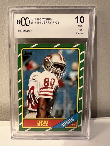1986 Topps Jerry Rice Rookie Card Beckett Graded BCCG 10 Football #161 ...