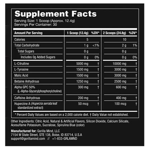 Gorilla Mode Base Pre-Workout Formula - Bombsicle (0.82 Lbs. / 30 ...