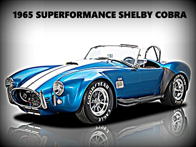 1965 Superformance Shelby Cobra New Metal Sign: Blue w/ White Racing ...