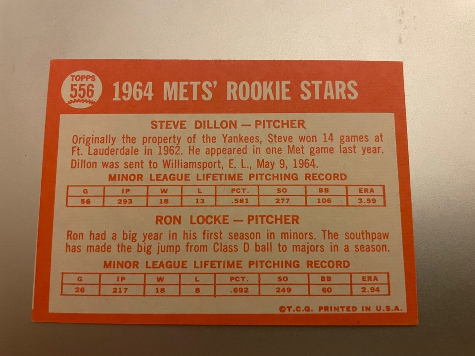 1964 Topps Baseball #556 Mets Rookie Stars Steve Dillon / Ron Locke | eBay