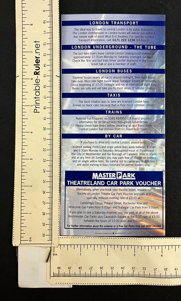 1990s London Theatre Society Stage Directions Vintage Travel Theater ...