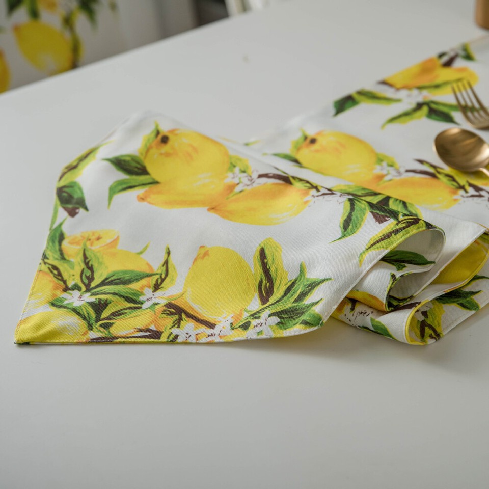 Table Runner Placemats Lemon Print Table Cloth Cover kitchen Dining ...