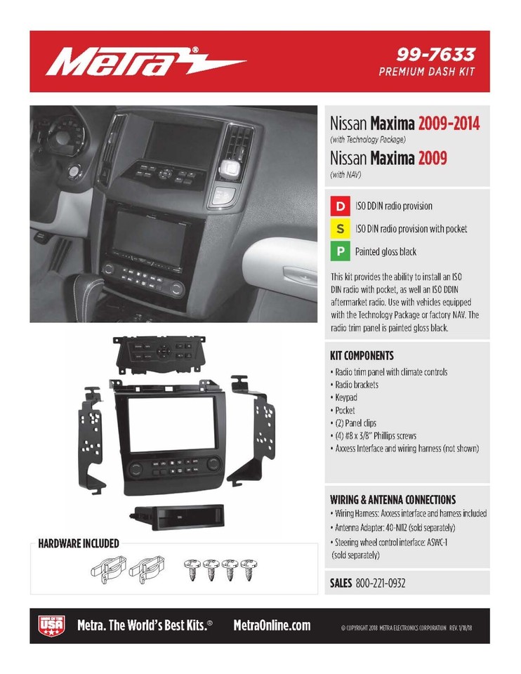 Metra 99-7633 Car Stereo Single & Double Din Radio Install Dash Kit for ...