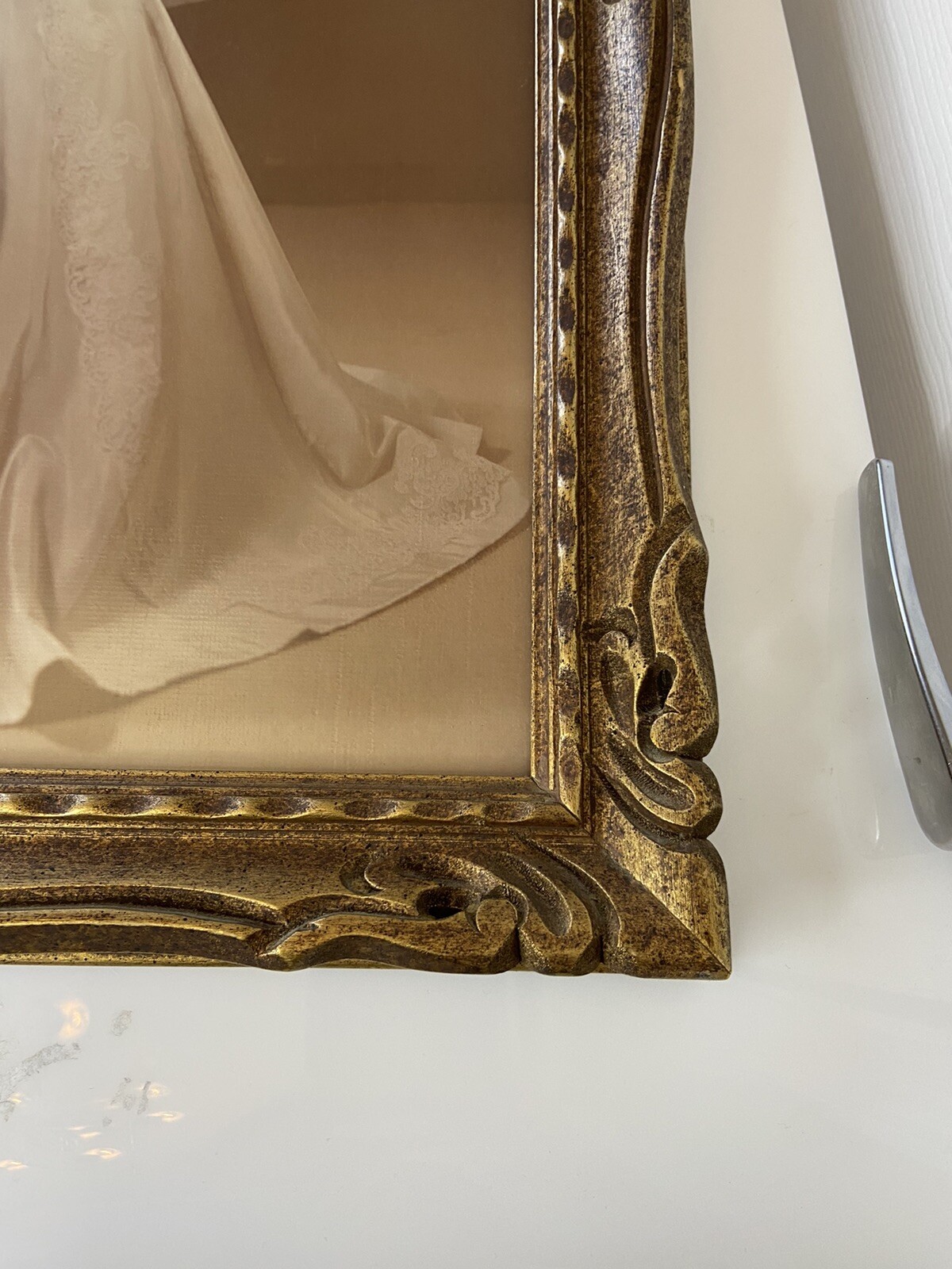 VTG Wall WOOD FRAME Glare Free Glass 22 7/8" x 18 7/8" Bridal Pic Local ...