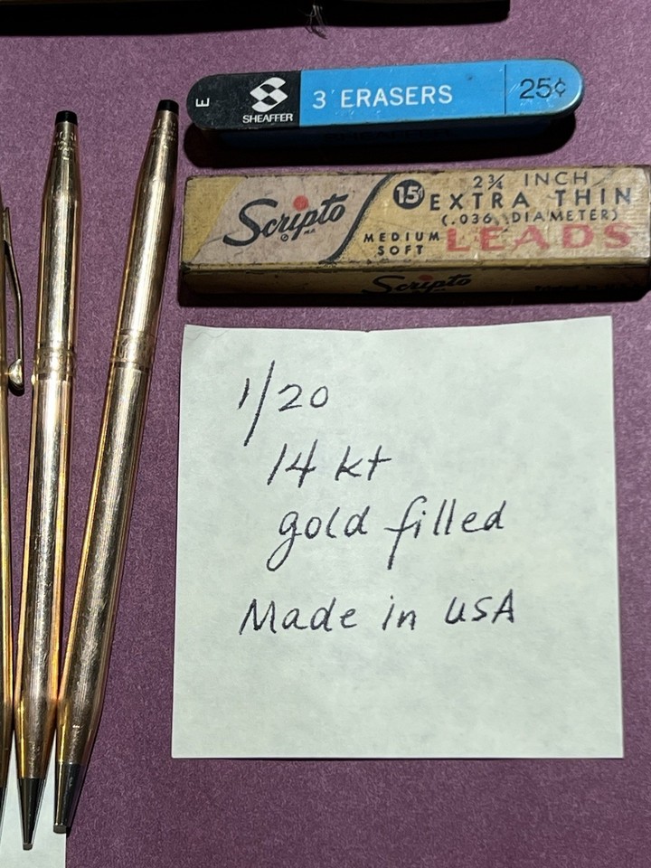 Cross Lot- 14k / 10k Pen & Pencil - 4 + Cases + Inserts - Please Read ...
